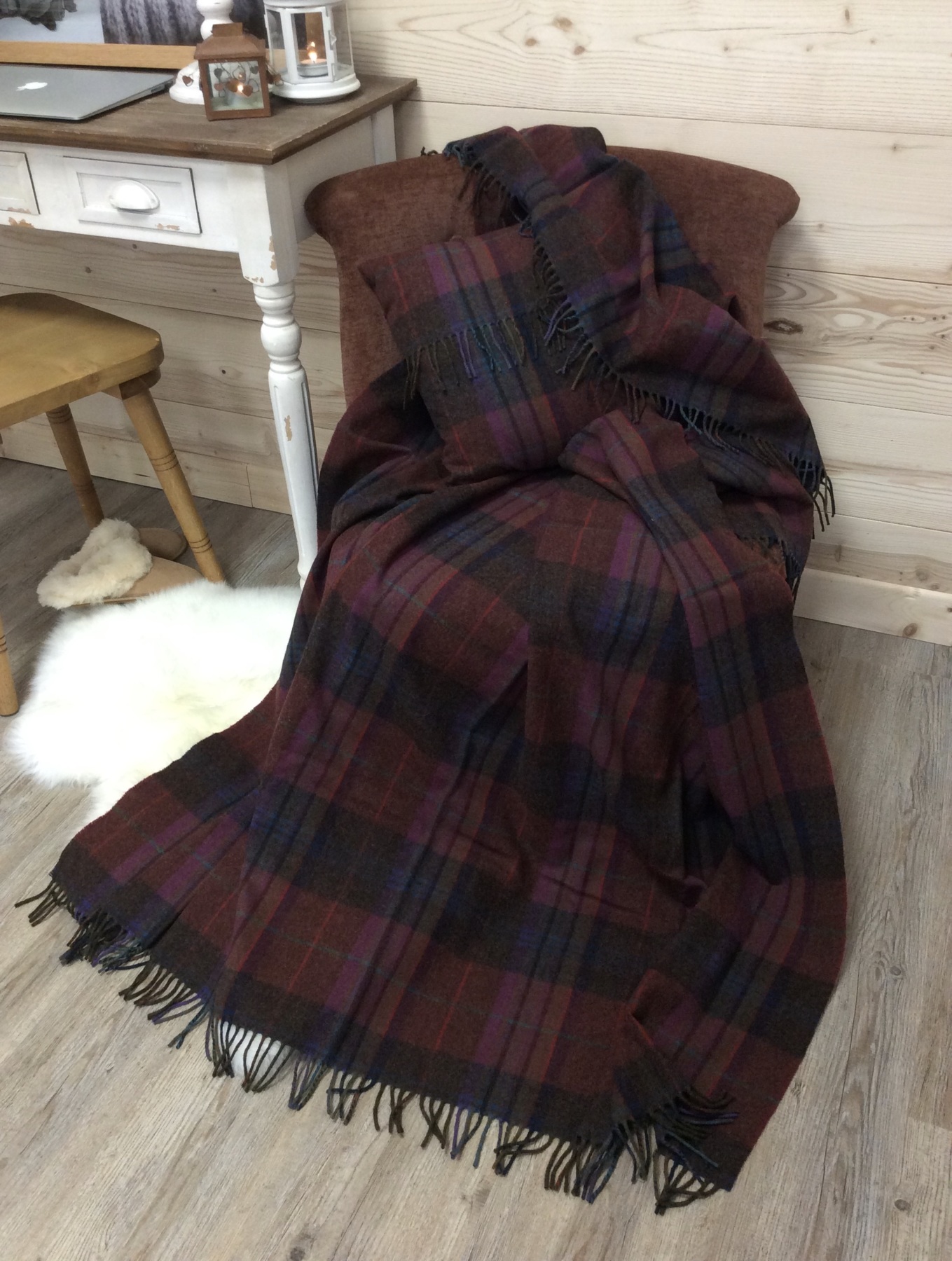 Coussin écossais chaud pure laine