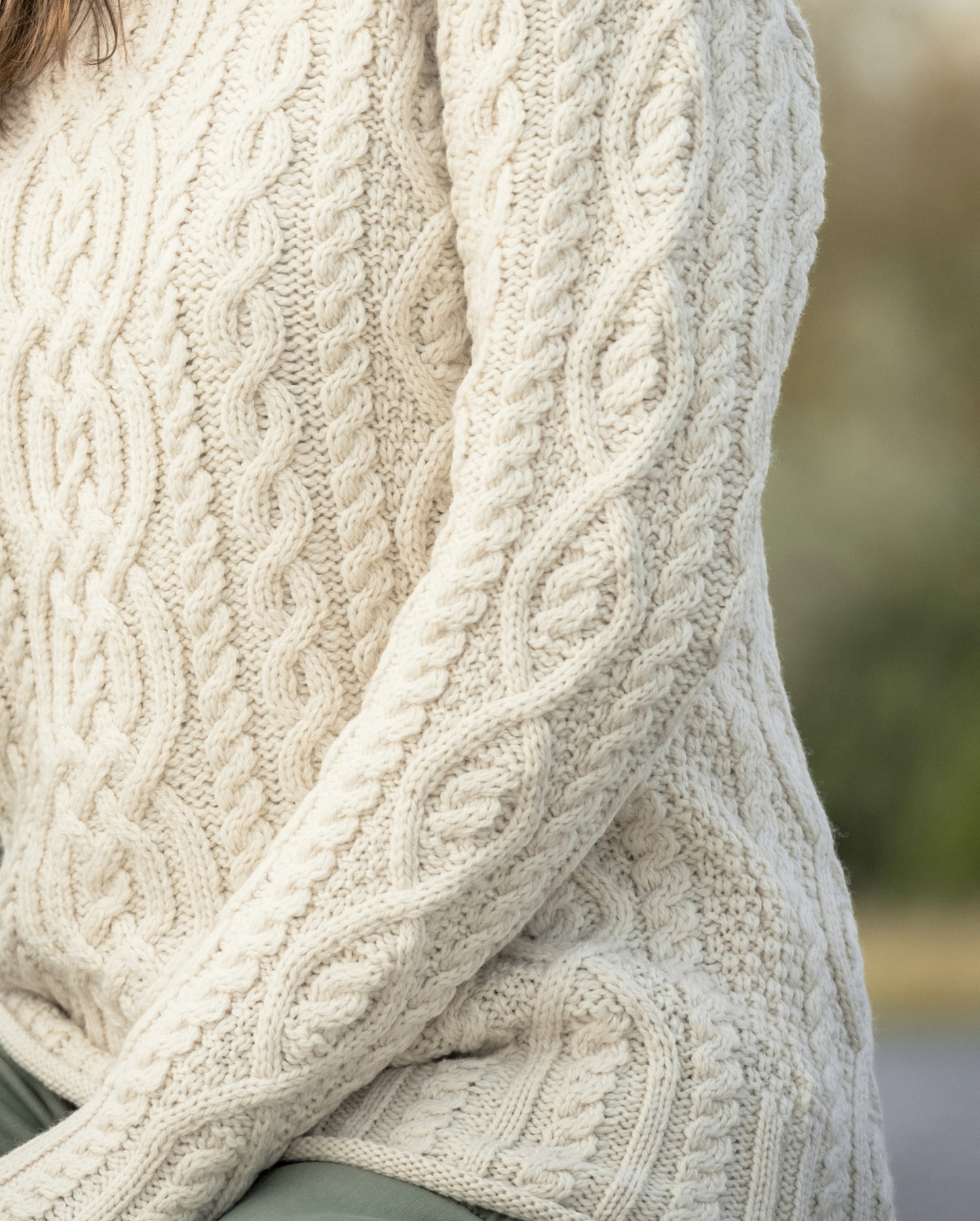 Pull irlandais doux chaud laine mérinos col cheminé Aran Crafts