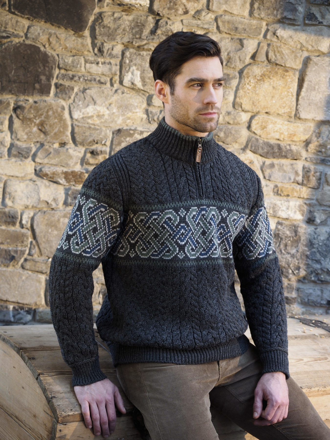 Pull irlandais chaud laine mérinos Aran Crafts