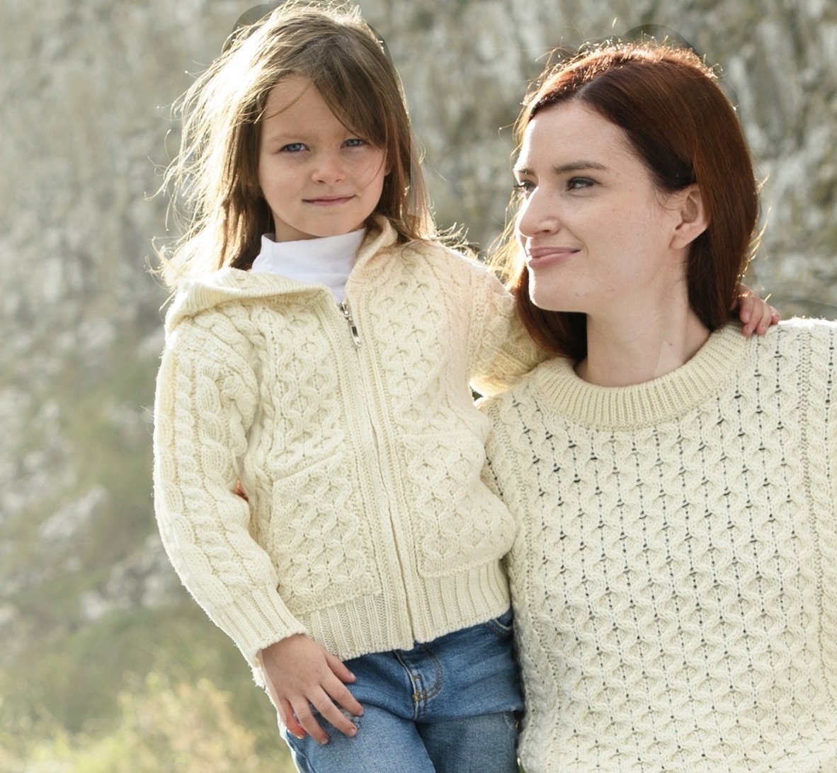 Pull traditionnel irlandais chaud laine mérinos Aran Crafts